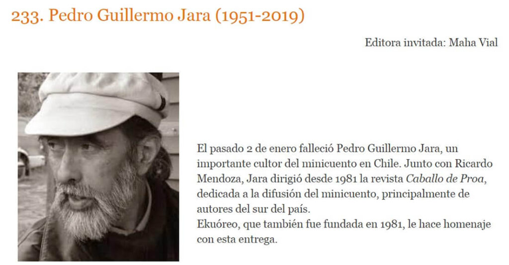 Homenaje a Pedro Guillermo Jara - Letras de Chile